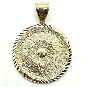 Jewelry | 1k Gold Aztec Calendar Pendant | Poshmark